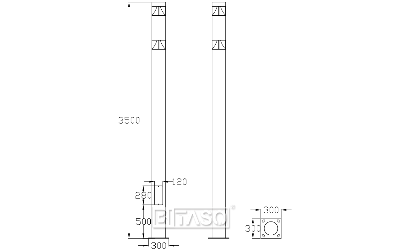 AC220V landscape classical bollard light 60W IP65 aluminum outdoor ...