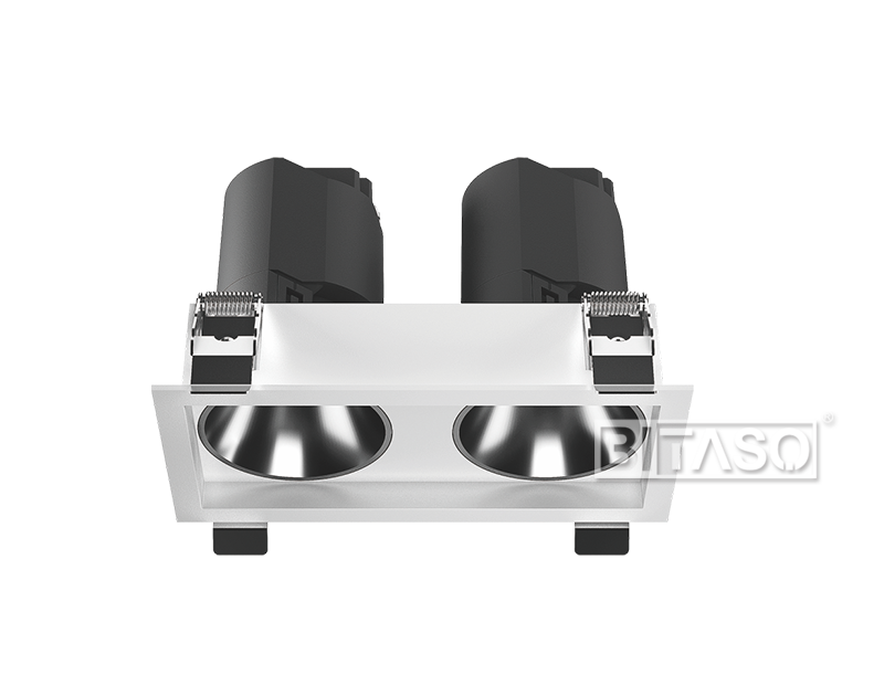 Double Head Rectangular LED COB 12W*2 Ceiling Down Adjustable Grille Light